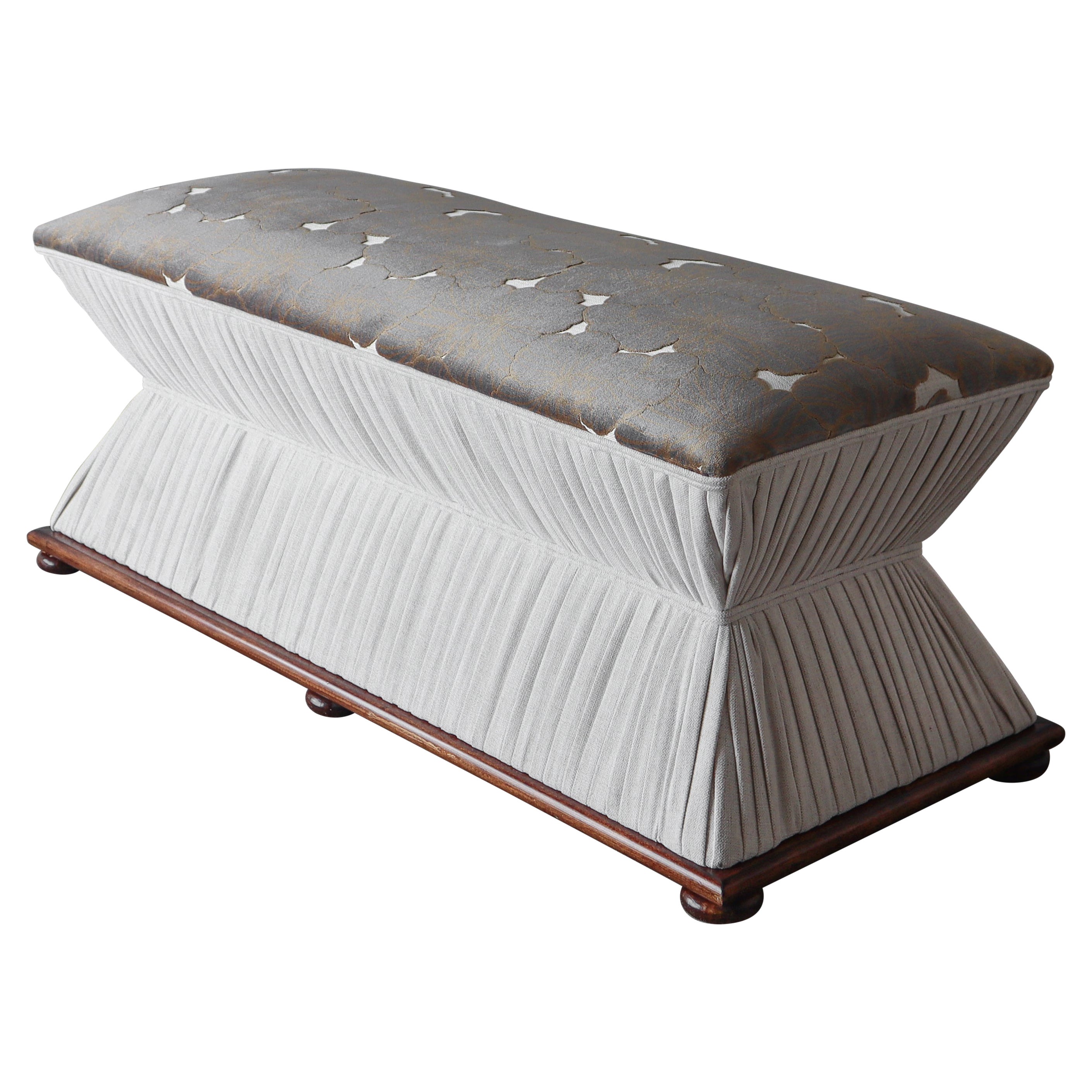 Art Deco Scalloped Bench in Mahogany with Velvet Cushion at 1stDibs