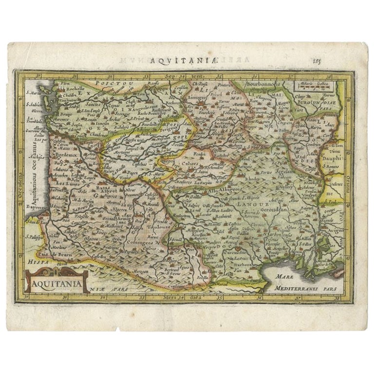 Antique Map of Southern France, c.1660 For Sale at 1stDibs
