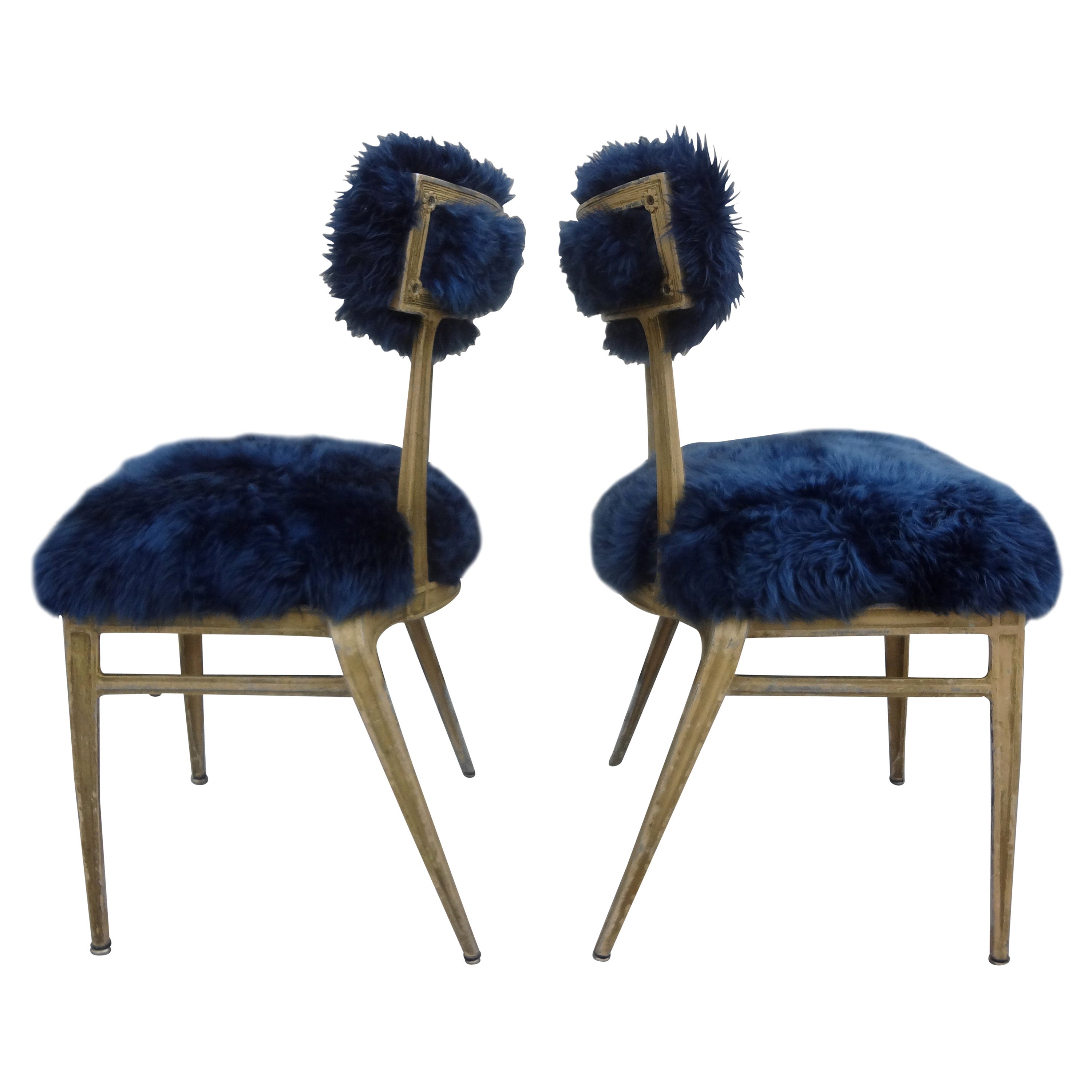 Original Chairs in Lacquered Metal, in the Style of Jacques Adnet circa ...