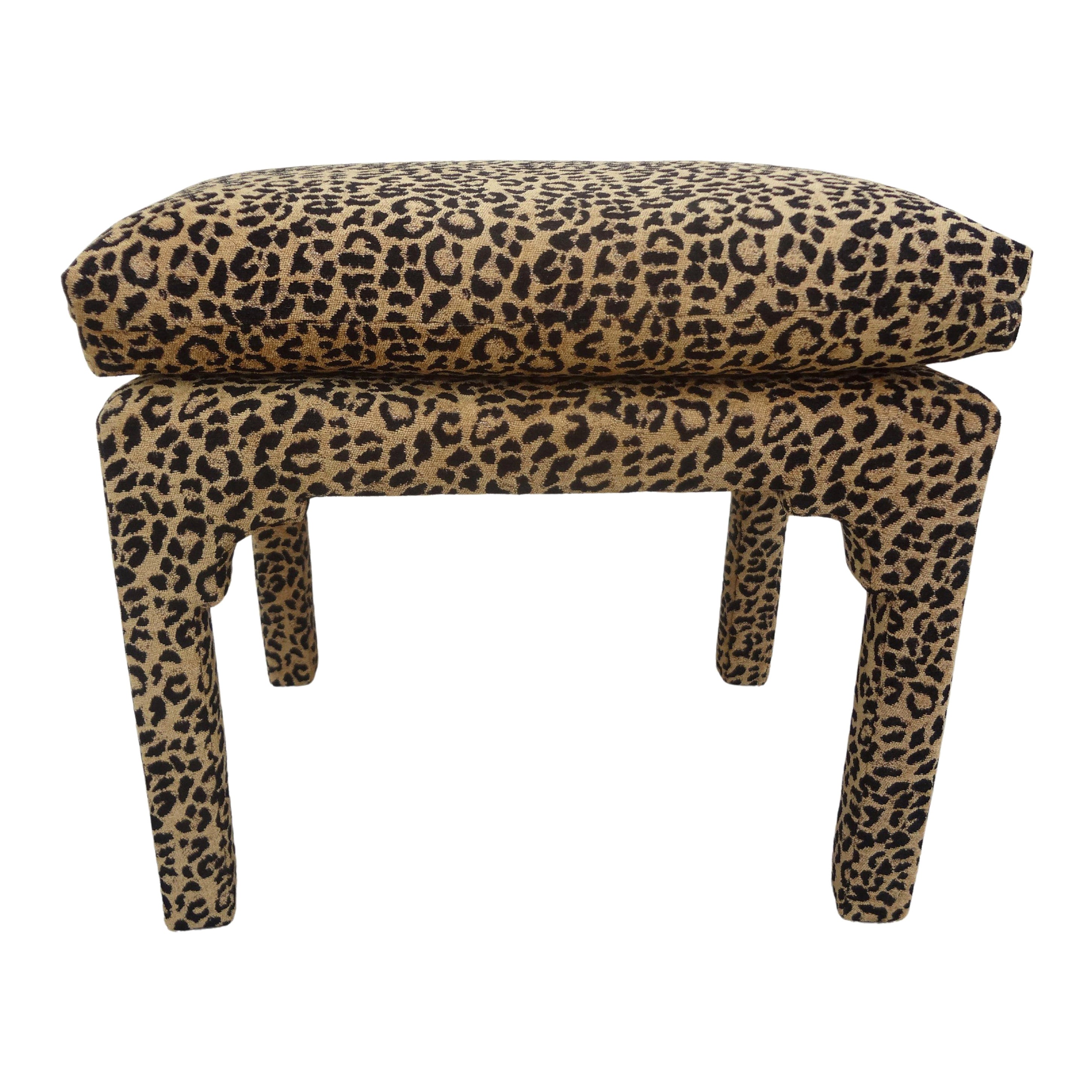 Pair of Mid Century Stools in Leopard Print at 1stDibs