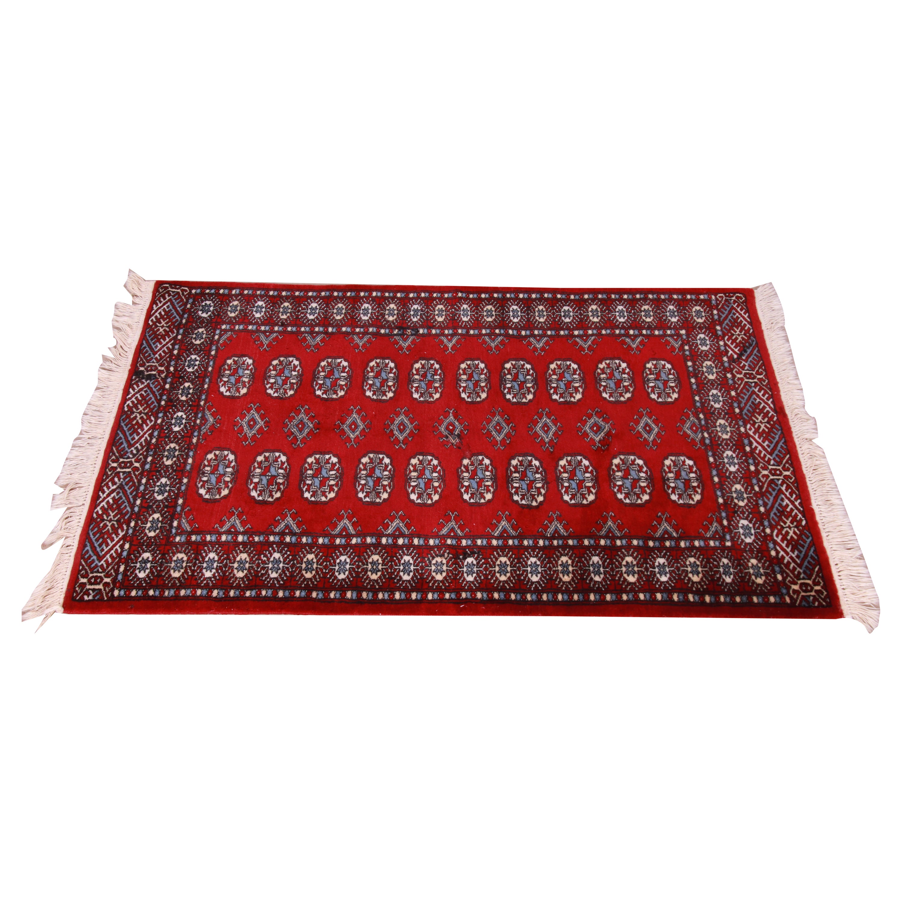 Vintage Hand-Woven Persian Bokhara Rug at 1stDibs