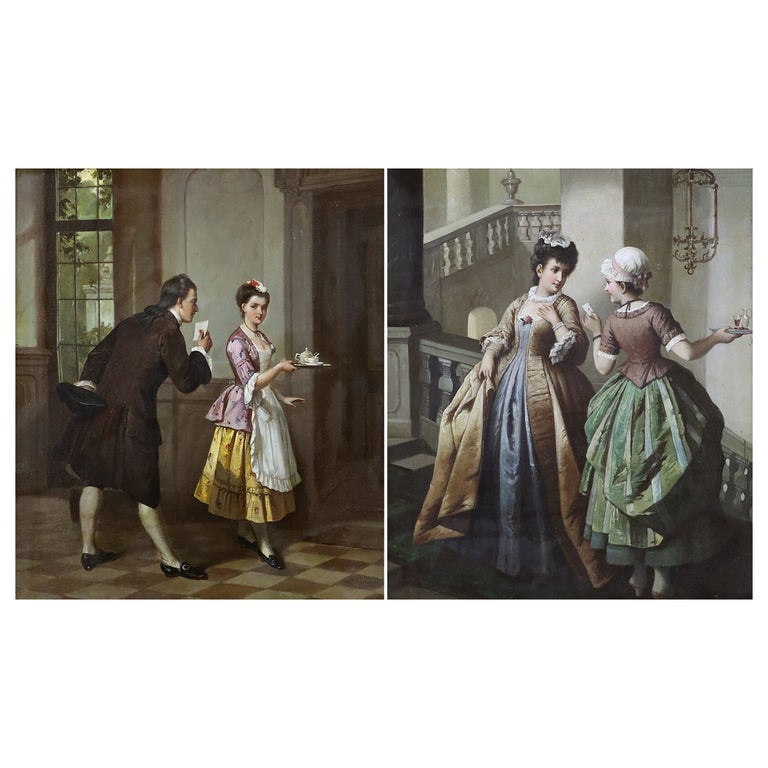 Pair of 19th Century Oil Paintings "Interior Scenes", Unsigned For Sale ...