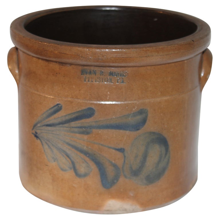 19thc Pennsylvania Stone Ware Decorated Crock For Sale at 1stDibs
