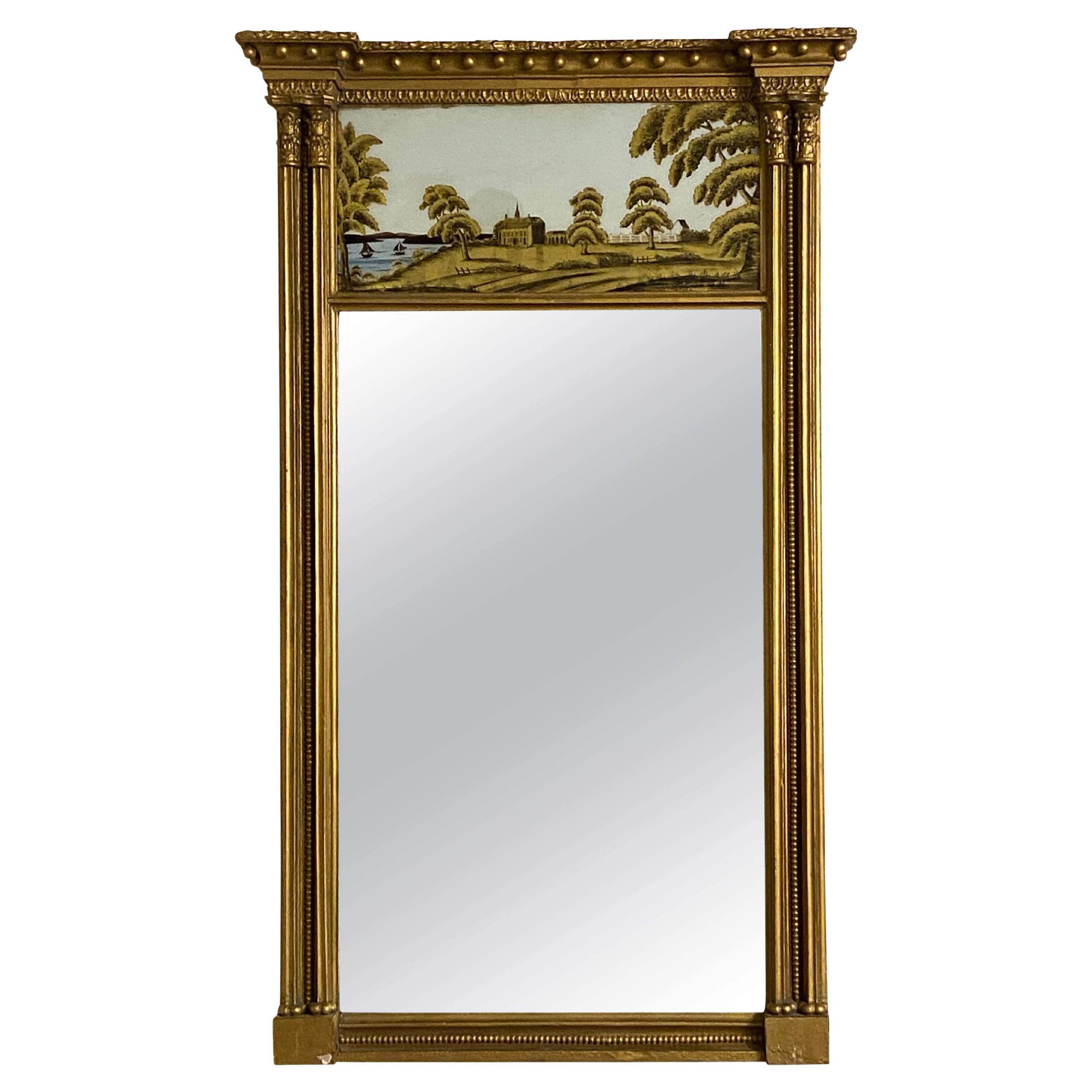 Neoclassical Églomisé Panel Mirror, circa 1800 For Sale at 1stDibs