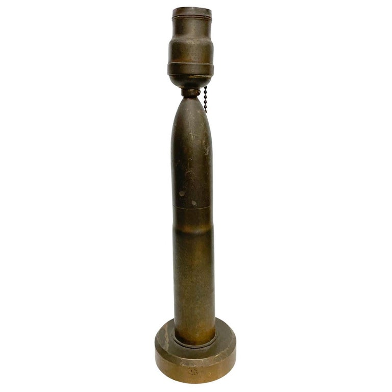 Vintage Table Lamp Military Artillery Shell Bullet Design Patinated ...