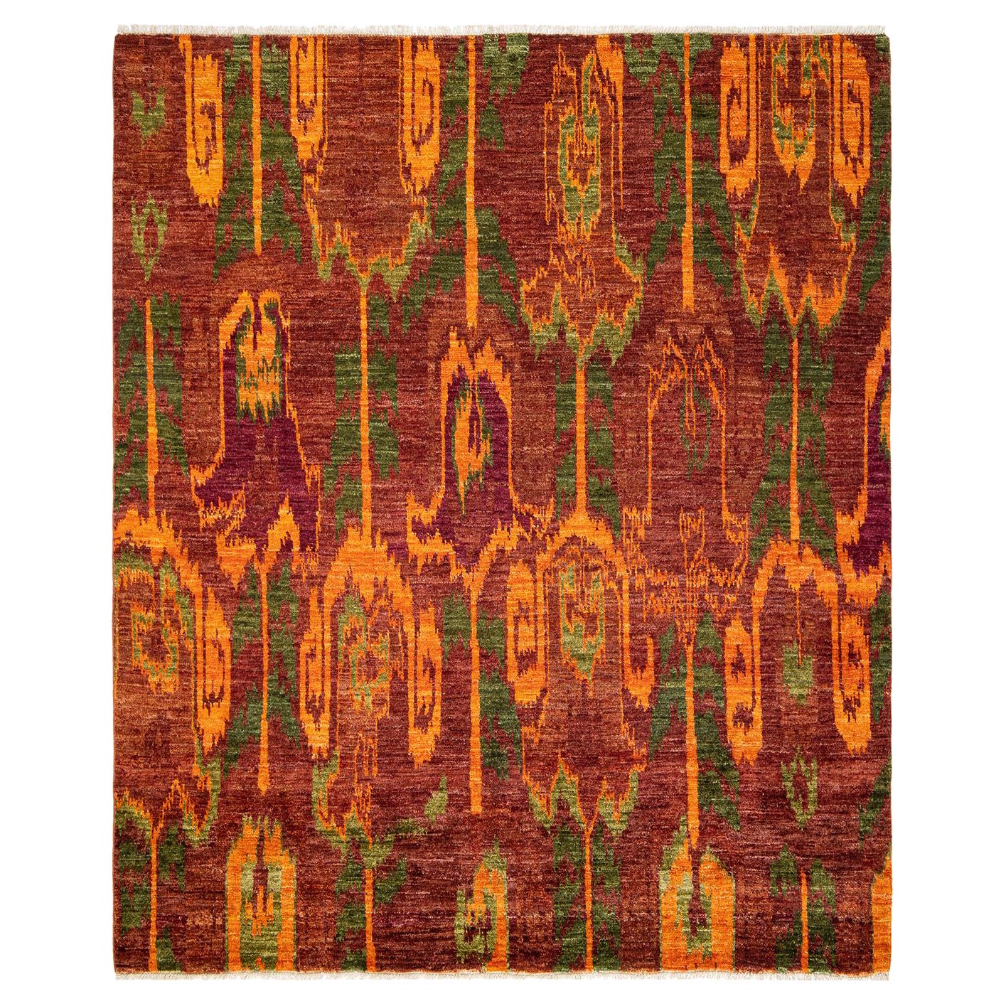 Modern Contemporary Area Rug in Red, Handmade of 100% Silk, "Allure ...