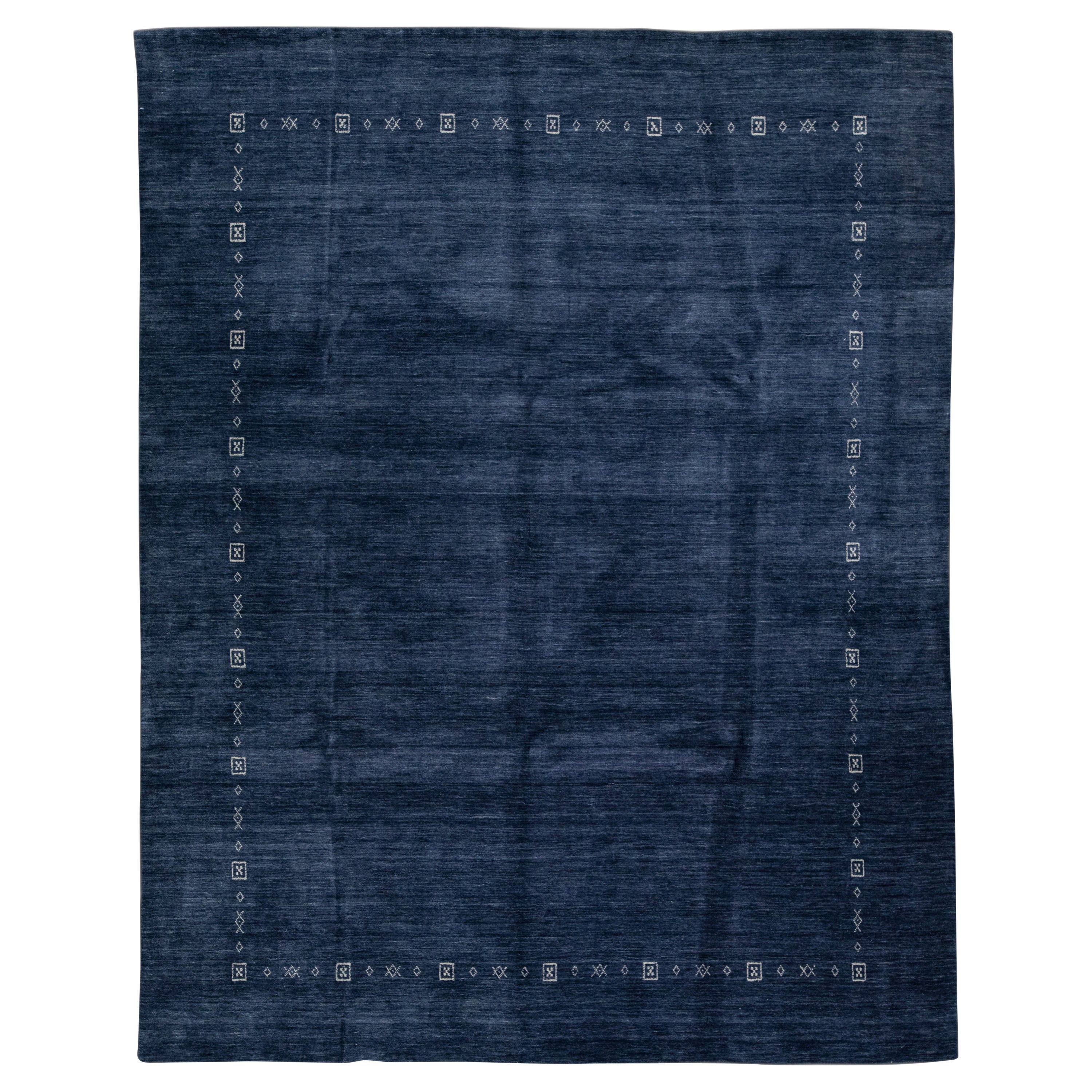 Colorful Modern Gabbeh Rug, Blue Field For Sale at 1stDibs