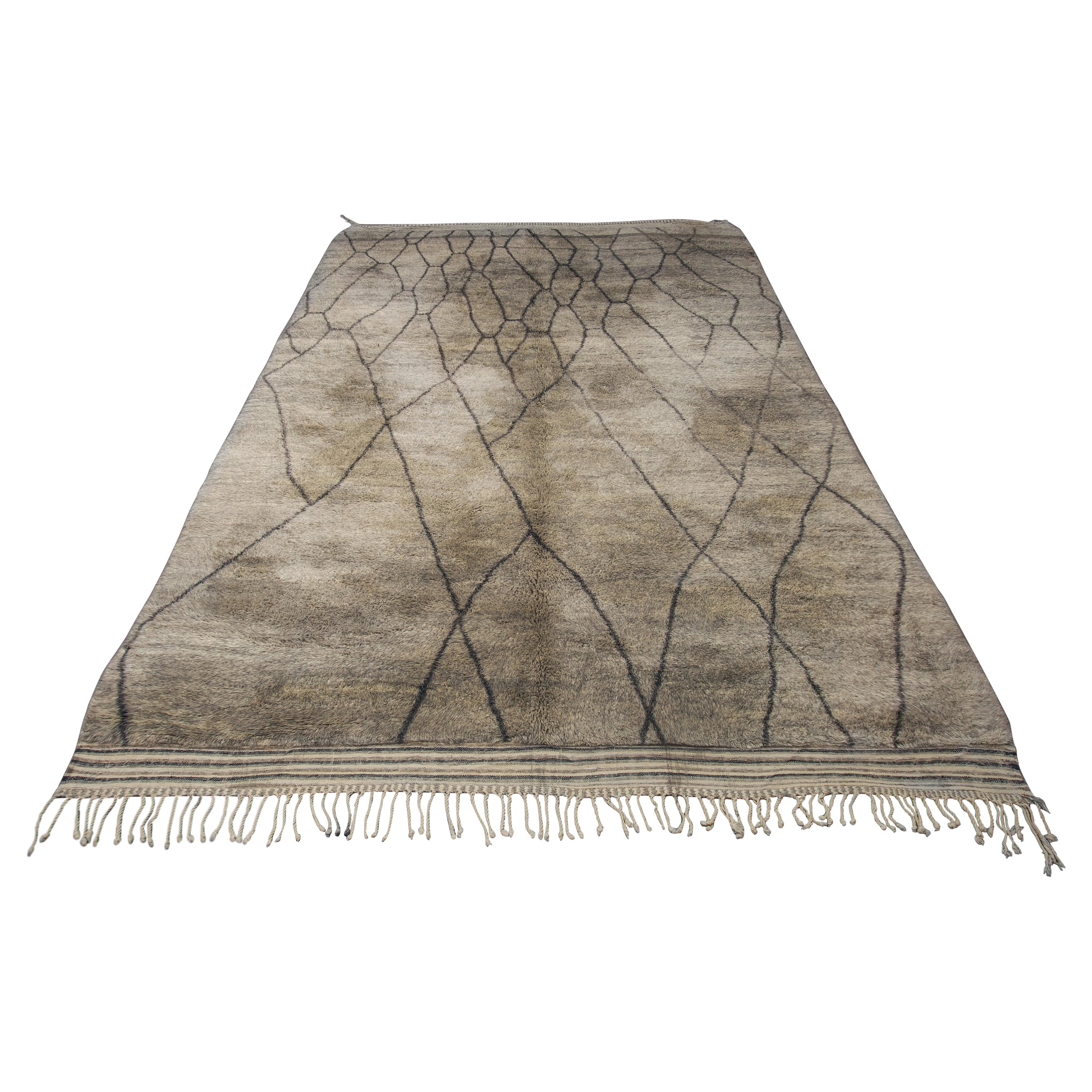 Neutral and Grey Moroccan Rug 15'8" x 11'2" Handcrafted 100% Wool at ...