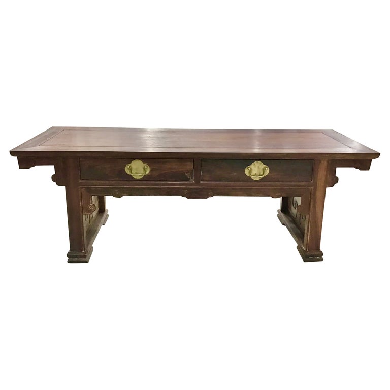 Chinese Huanghuali Hardwood Low Table with Drawers at 1stDibs