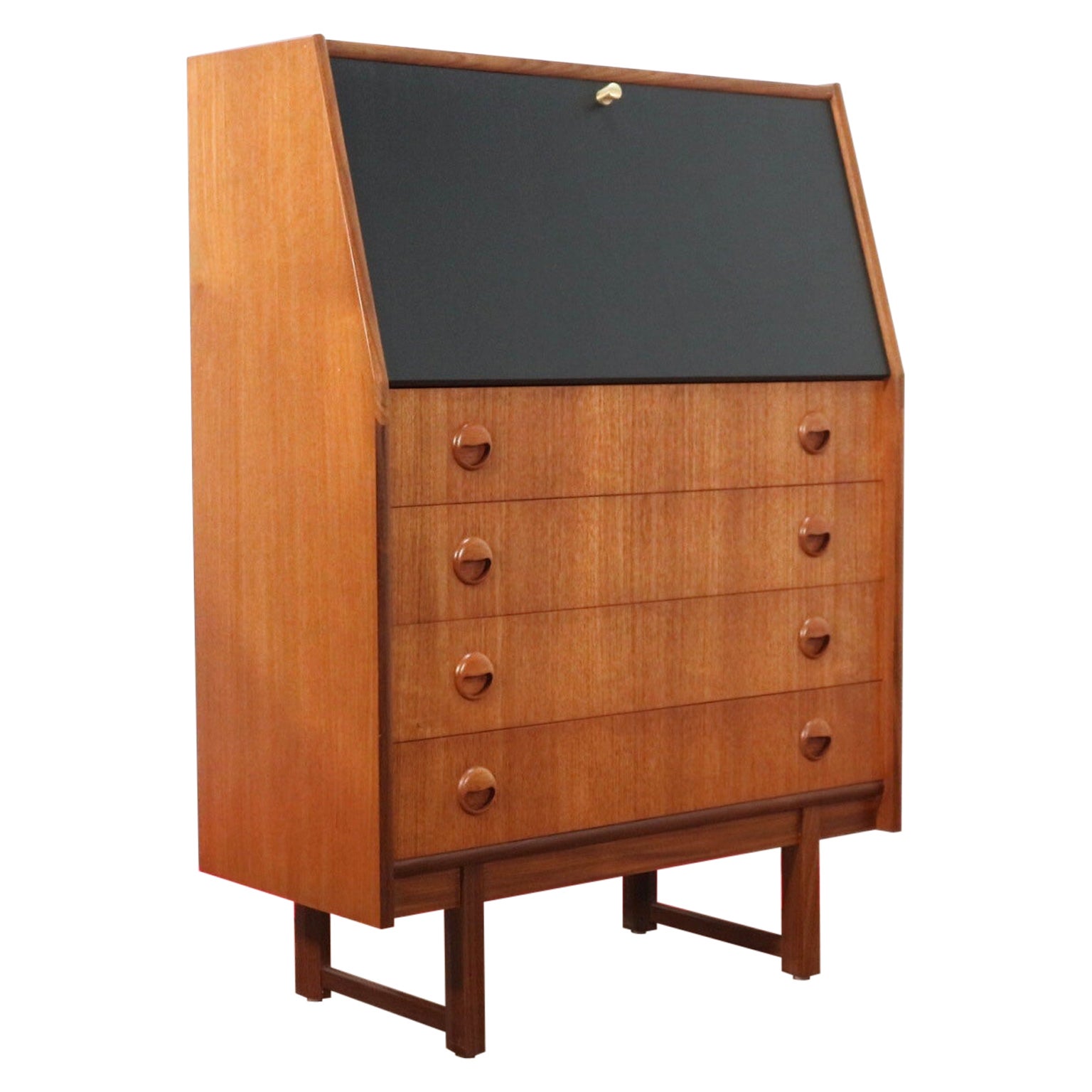 Swedish Mid-Century Modern Roll-top Teak Secretaire Desk at 1stDibs