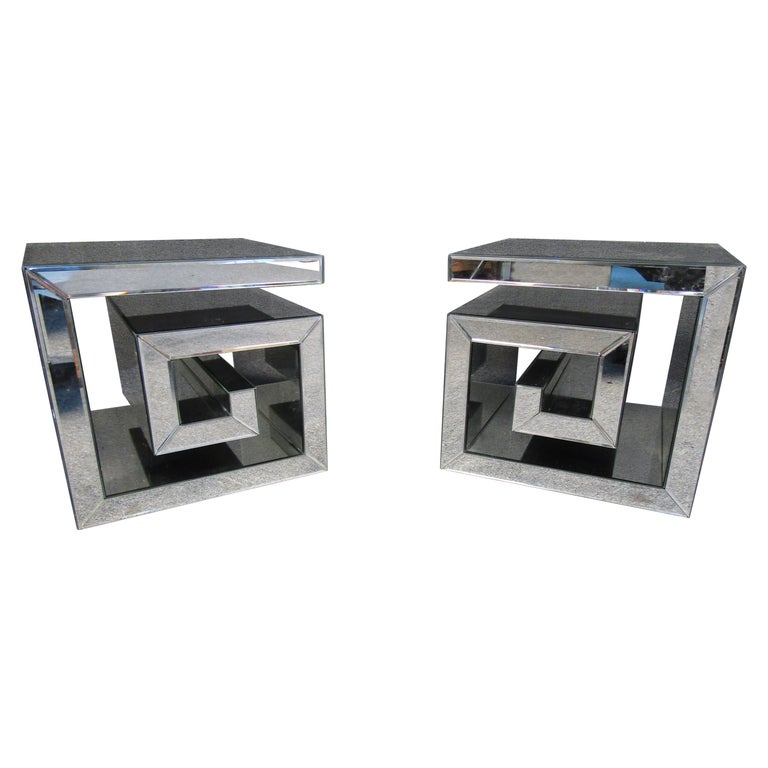 Pair of Vintage Mirrored End Tables at 1stDibs