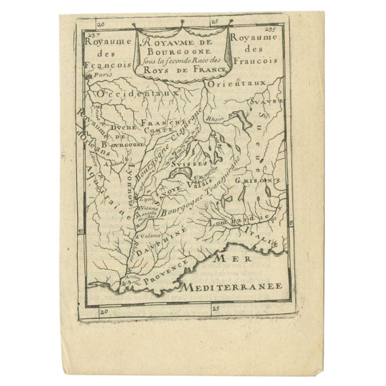 Antique Map of the Burgundy Region by Mallet, c.1683 For Sale at 1stDibs