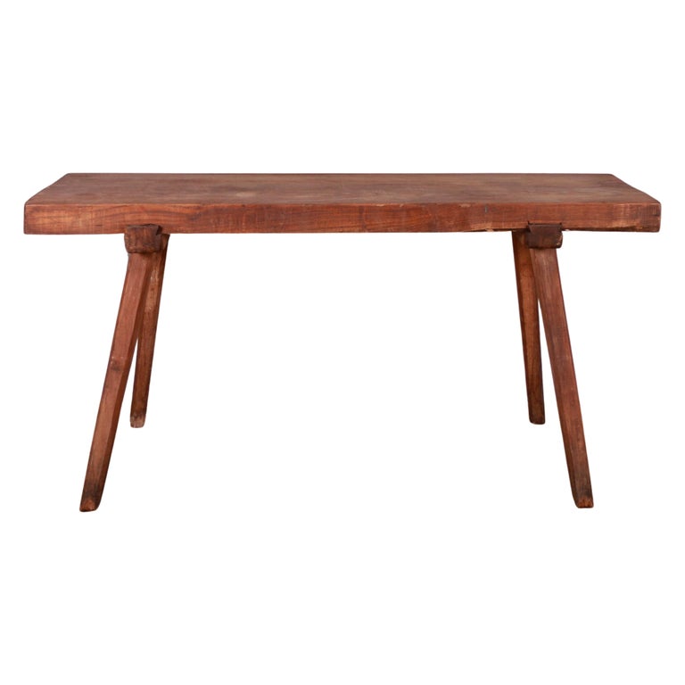 French Elm Topped Trestle Table For Sale at 1stDibs