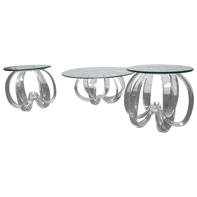 Set of Three Lucite Tables For Sale at 1stDibs
