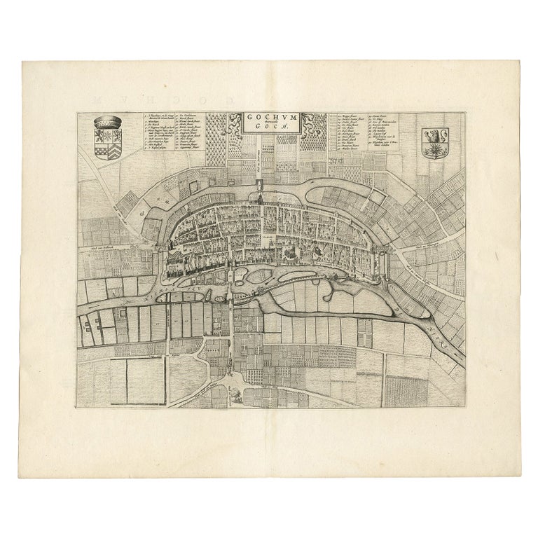 Antique Map of the City of Goch by Blaeu, 1649 For Sale at 1stDibs