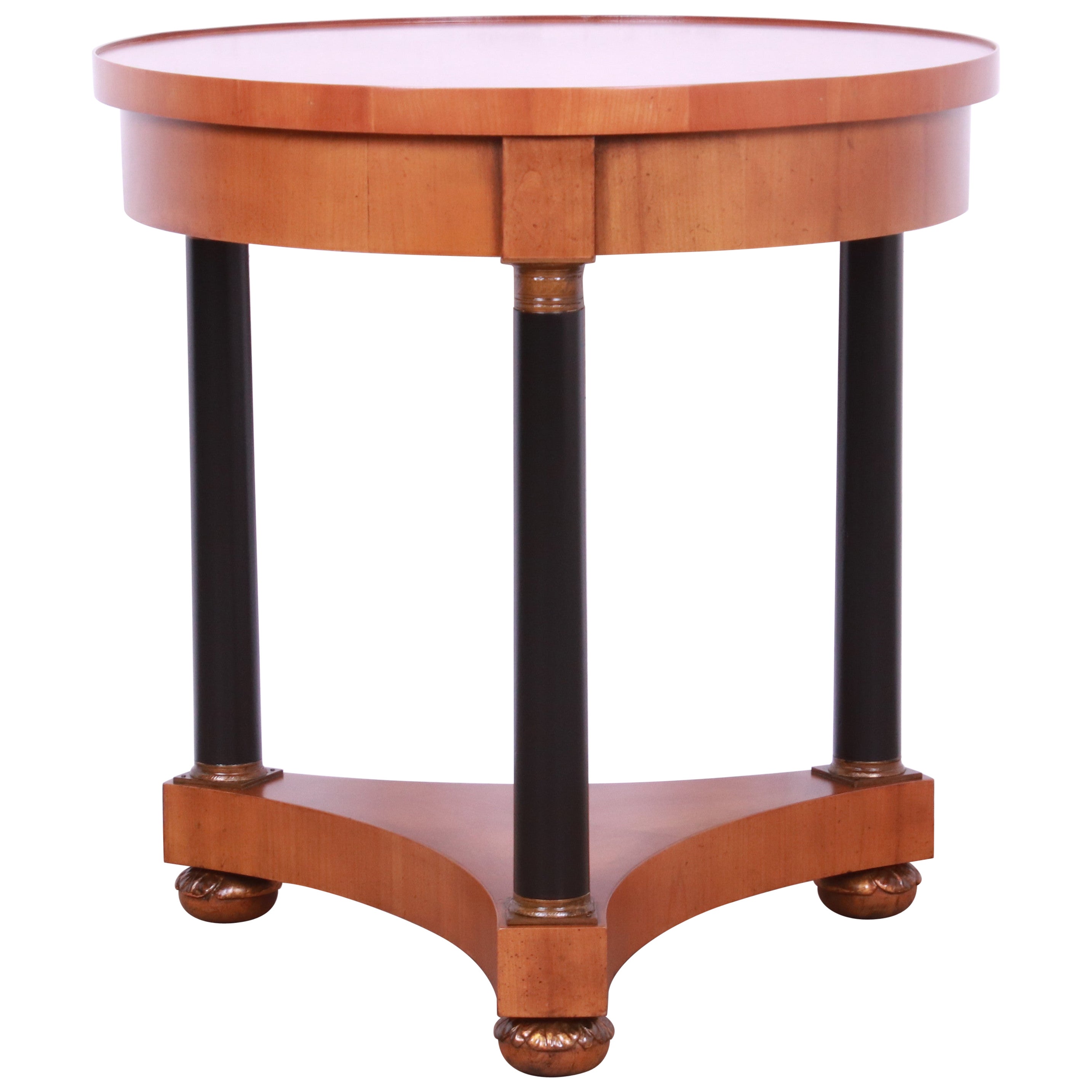 Baker Furniture Empire Burled Walnut Lazy Susan Drum Table For Sale at ...