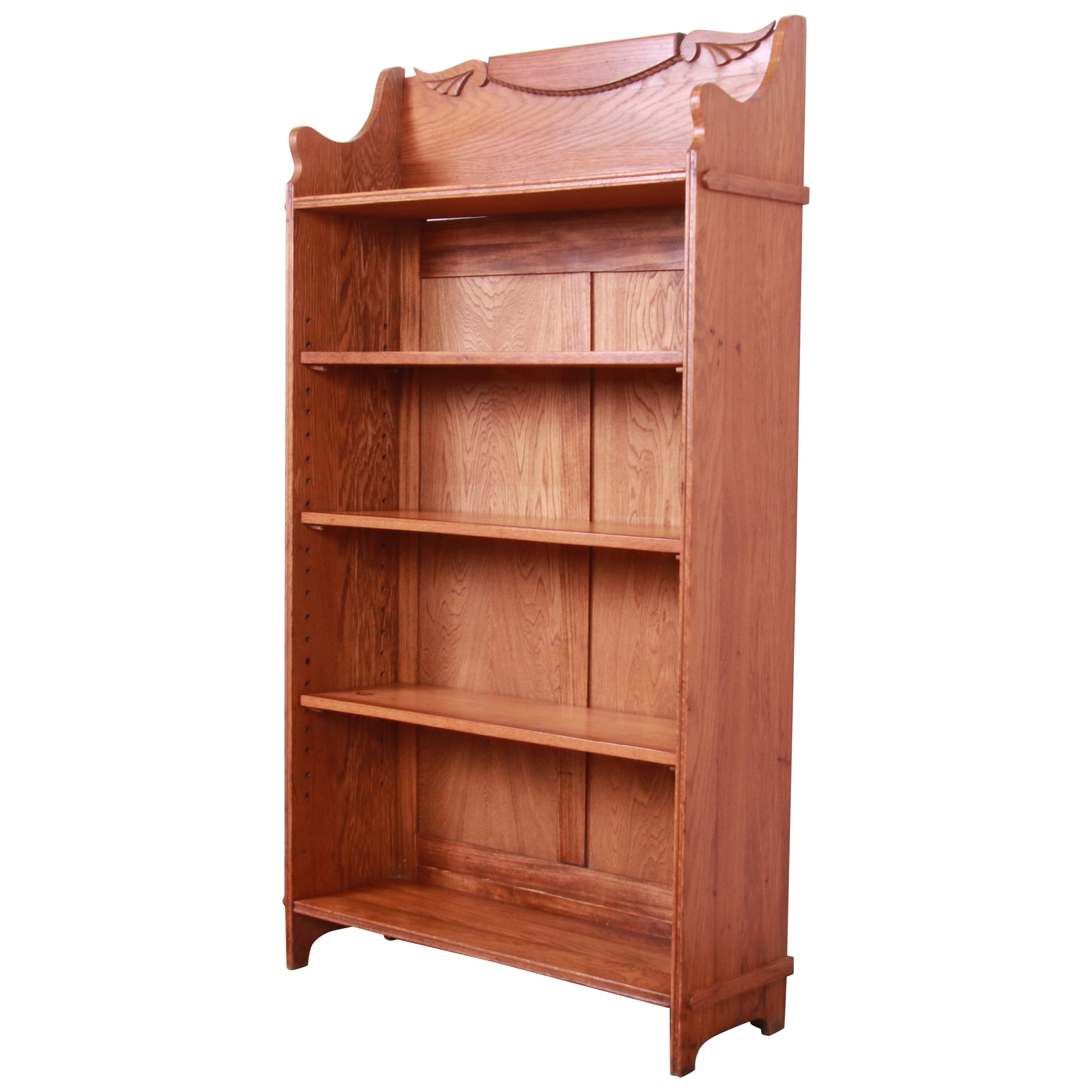 English Victorian Period Carved Oak Short Bookcase at 1stDibs