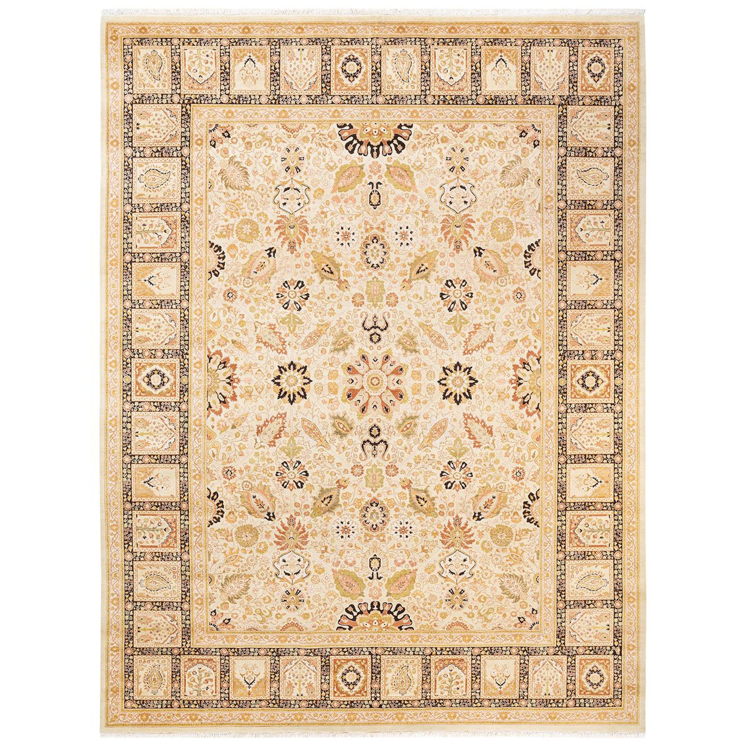 One-Of-A-Kind Hand Made Traditional Mogul Ivory Area Rug For Sale at ...