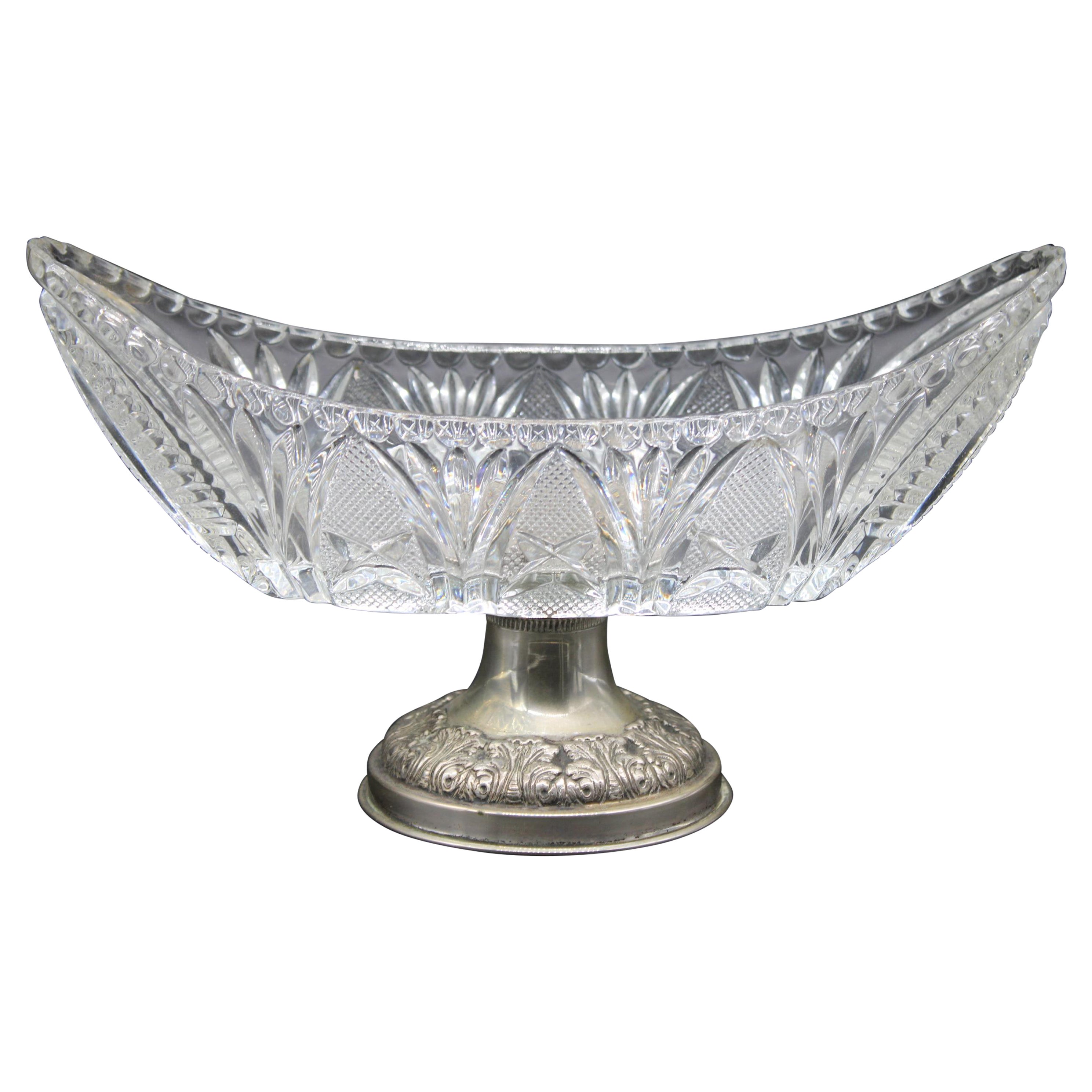 Crystal Centerpiece with Silver Base at 1stDibs