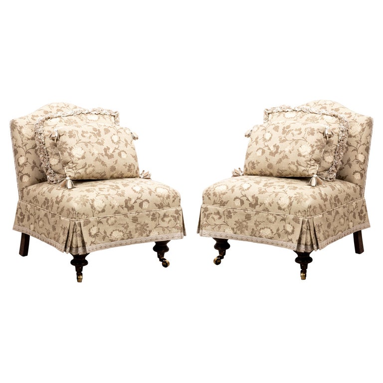 Pair of Custom Upholstered Slipper Chairs at 1stDibs | custom ...
