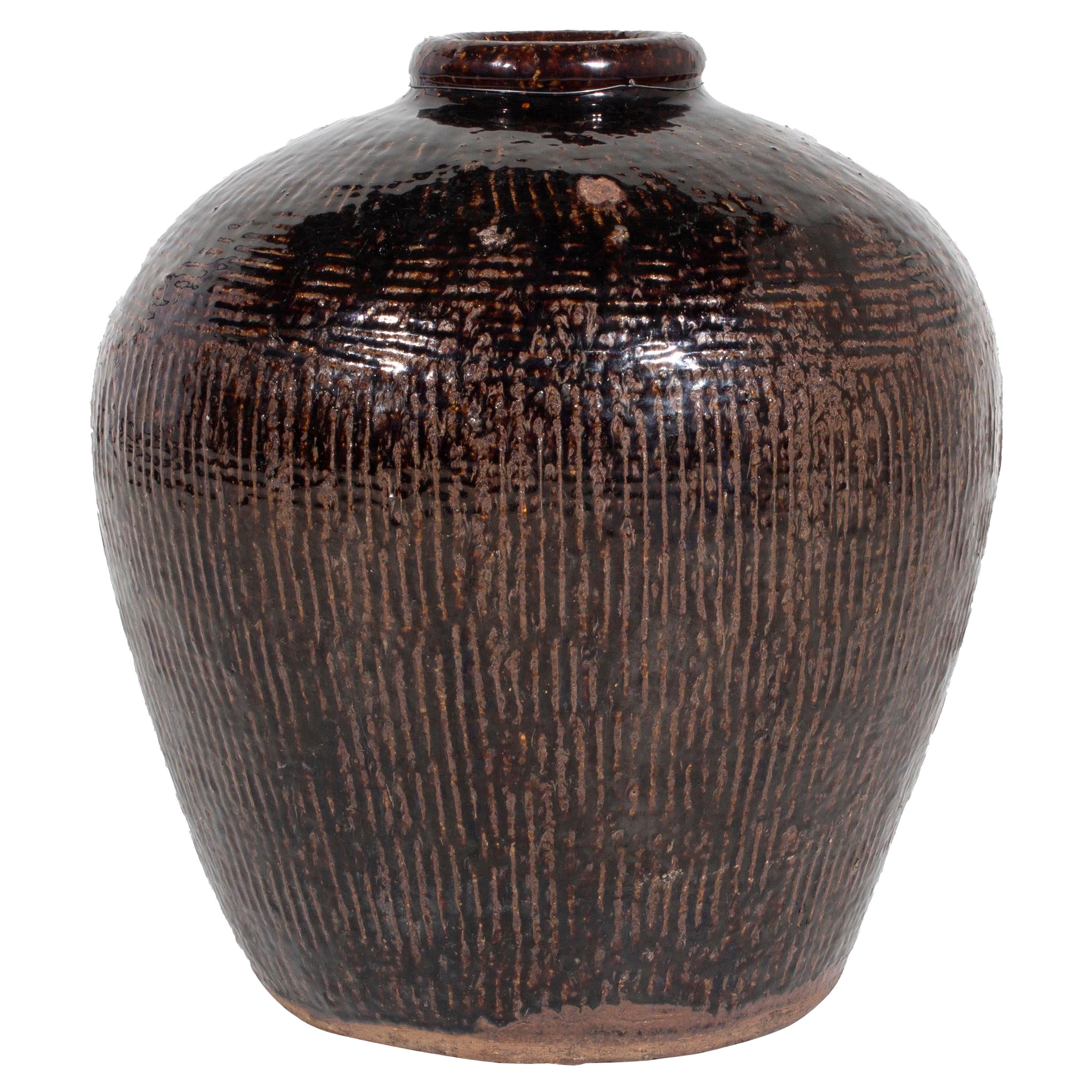 Brown Glazed Storage Jar at 1stDibs