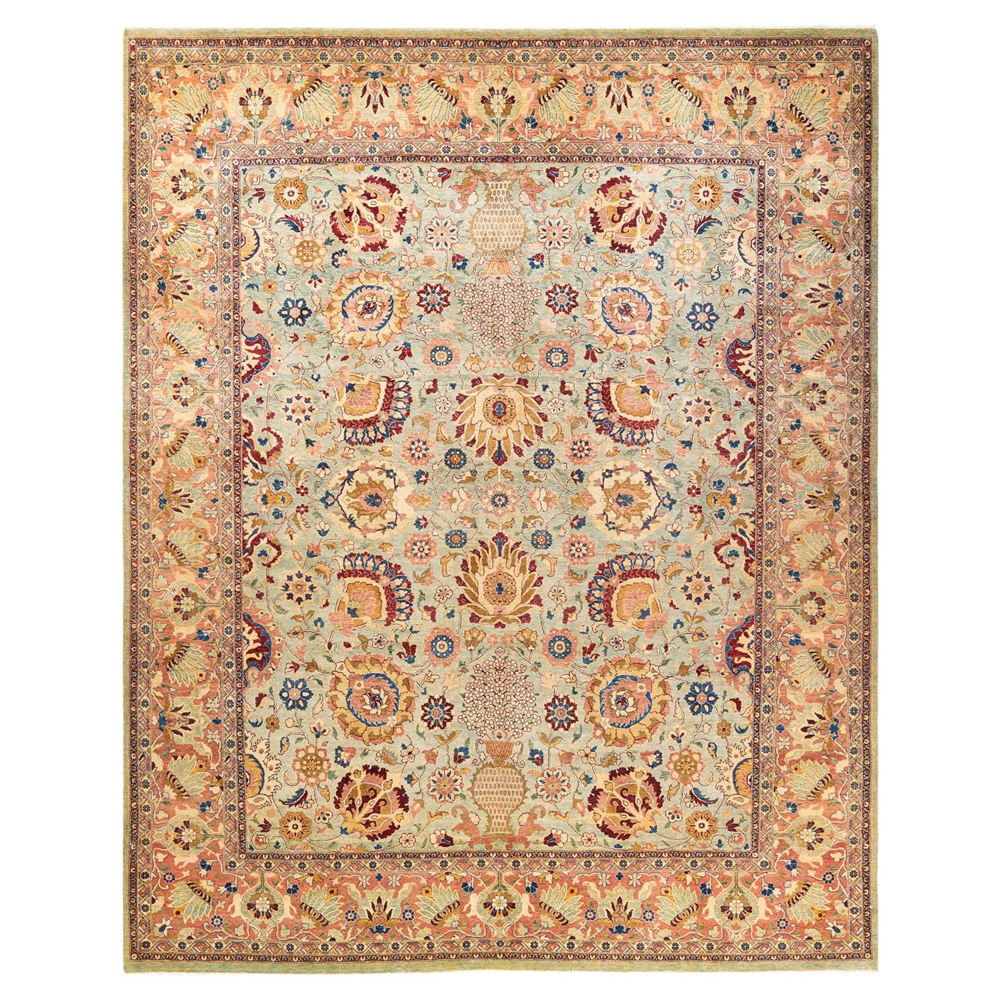 One-of-a-kind Hand Made Traditional Mogul Light Blue Area Rug For Sale ...