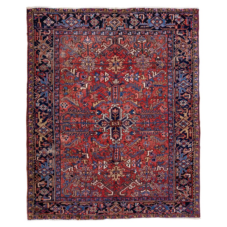 Red Antique Persian Heriz Handmade Allover Pattern Wool Rug For Sale at ...