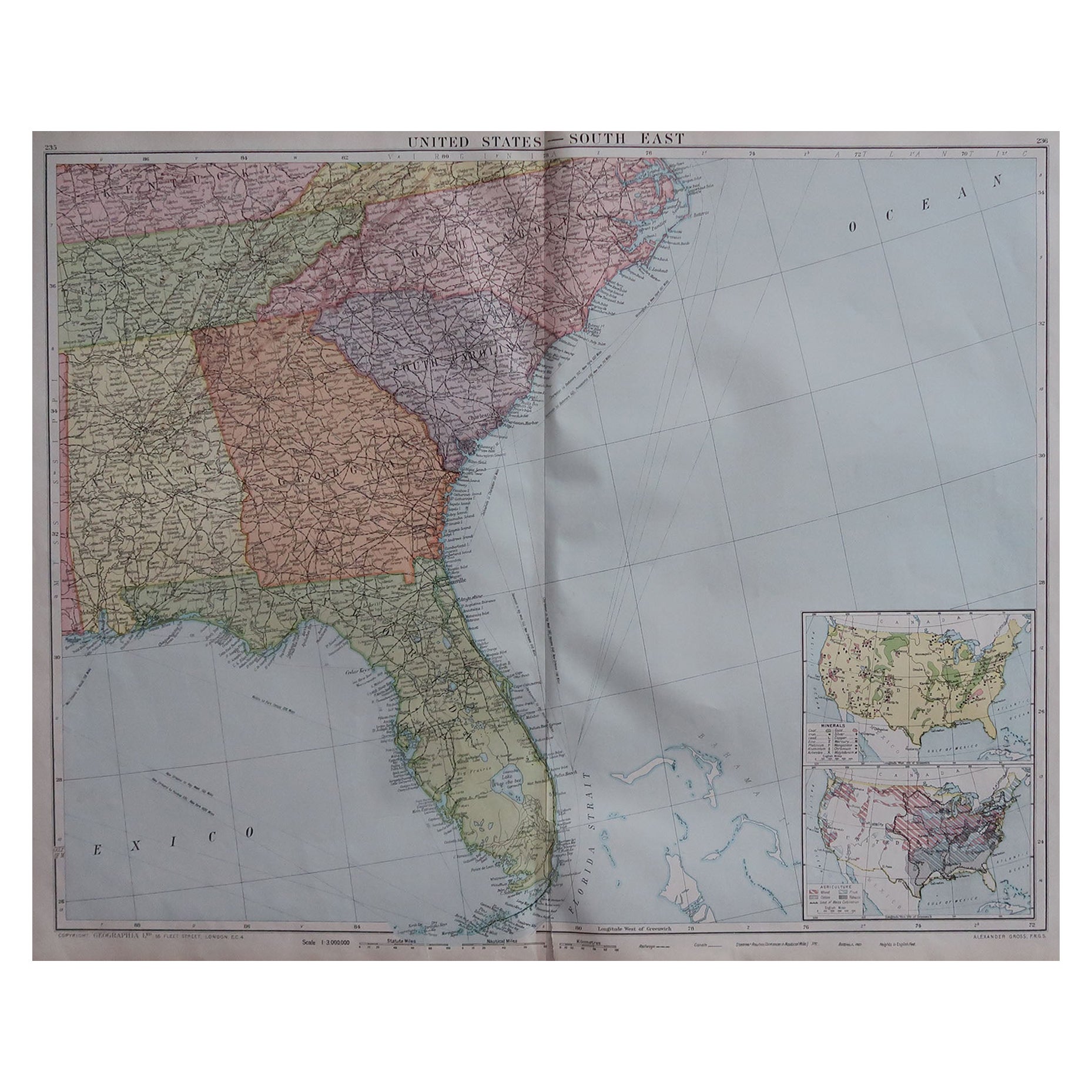 Large Vintage Maps of the United States, in 3 Sections, 1920 For Sale ...