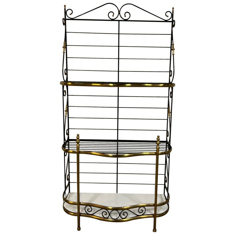 Vintage Wrought Iron and Brass French Baker's Rack at 1stDibs | antique ...