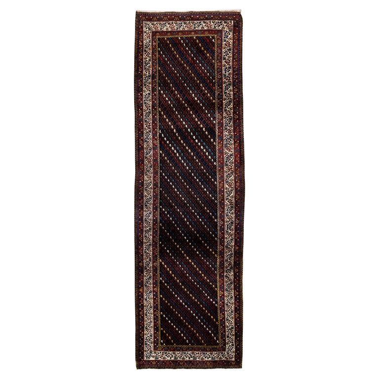 Tapis de couloir en laine multicolore vintage Kurde fait à la main à ...