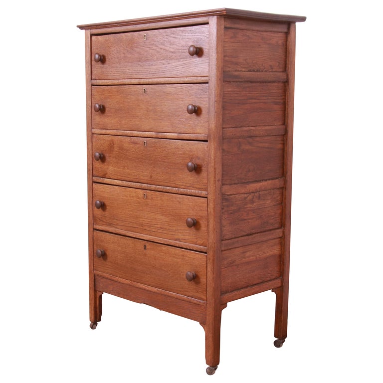 Antique Arts and Crafts Oak Highboy Dresser, Circa 1900 at 1stDibs