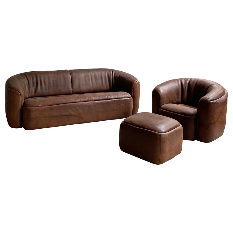 Rustic Buffalo Hide Sofa Seating Set at 1stDibs