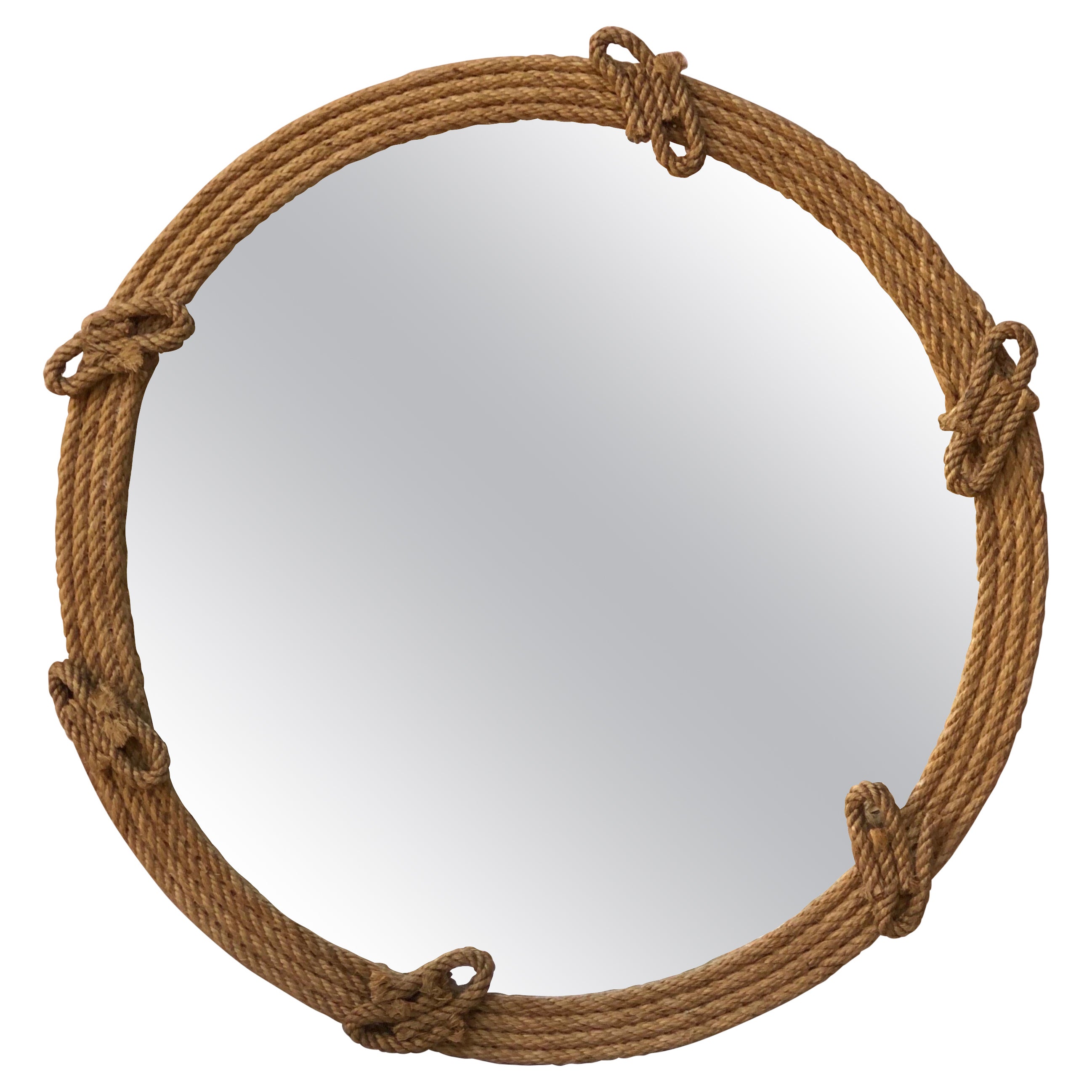 Round Rope Mirror Audoux Minet, circa 1960 at 1stDibs