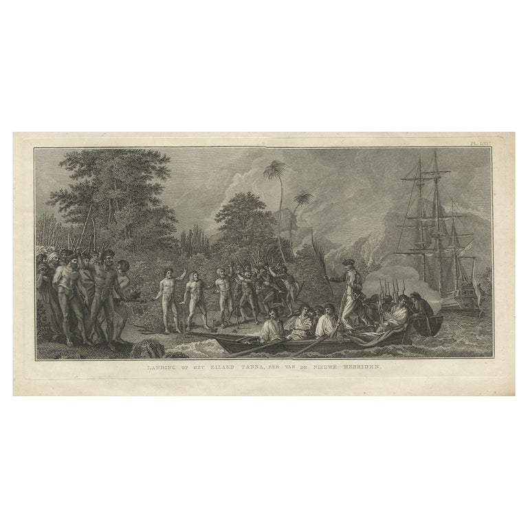 Impression ancienne du paysage de l'île de Tanna par Cook, 1803 En ...