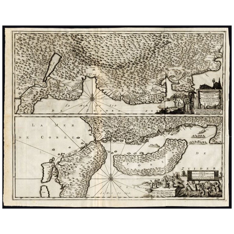 Antique Map of the Region of Osaka and Hirado Island in Japan, 1725 For ...