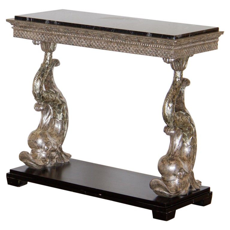 Swedish Empire Silverleafed Dolphin Console Table circa 1820 at 1stDibs