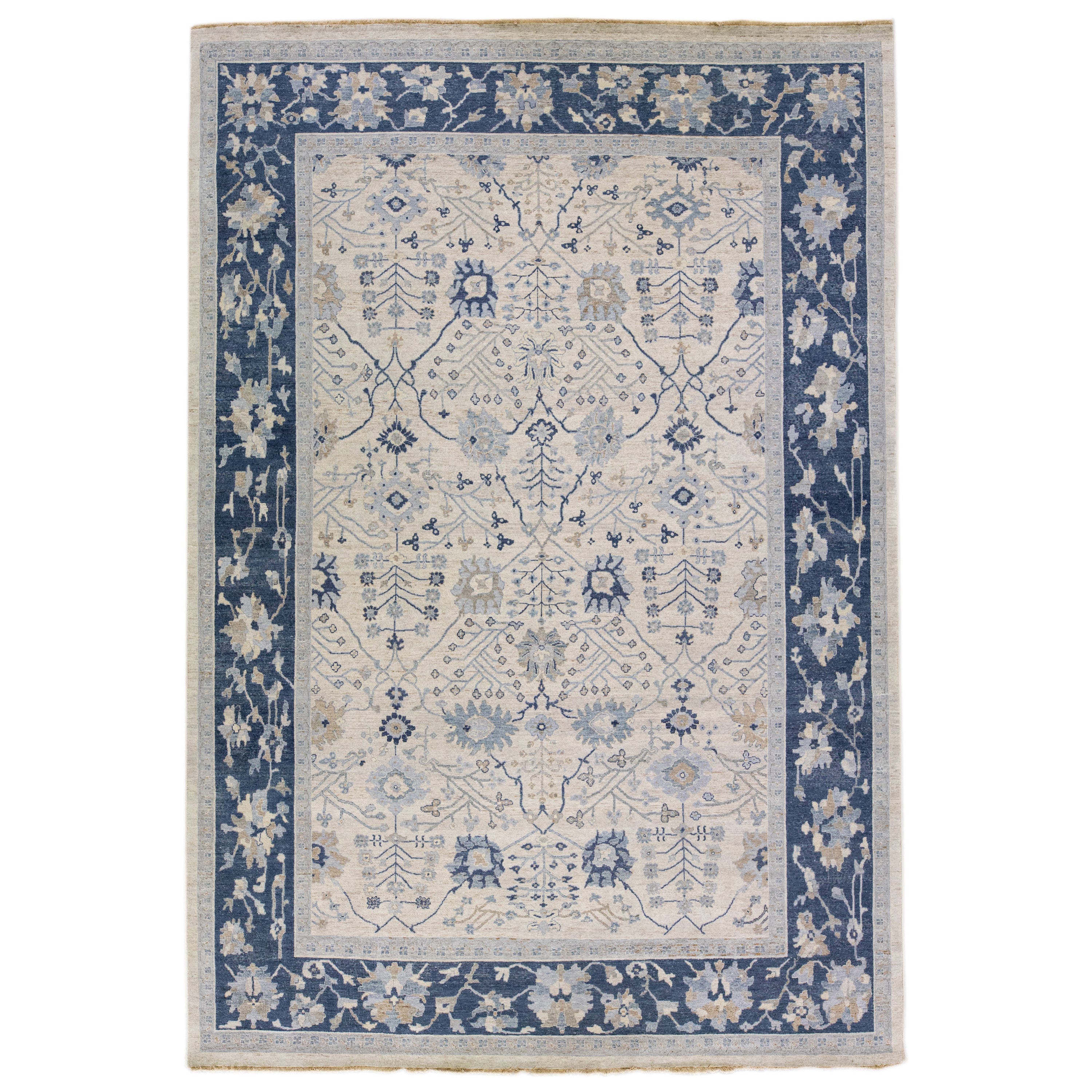 Apadana's Artisan Collection Handmade Floral Pattern Brown Wool Rug For ...