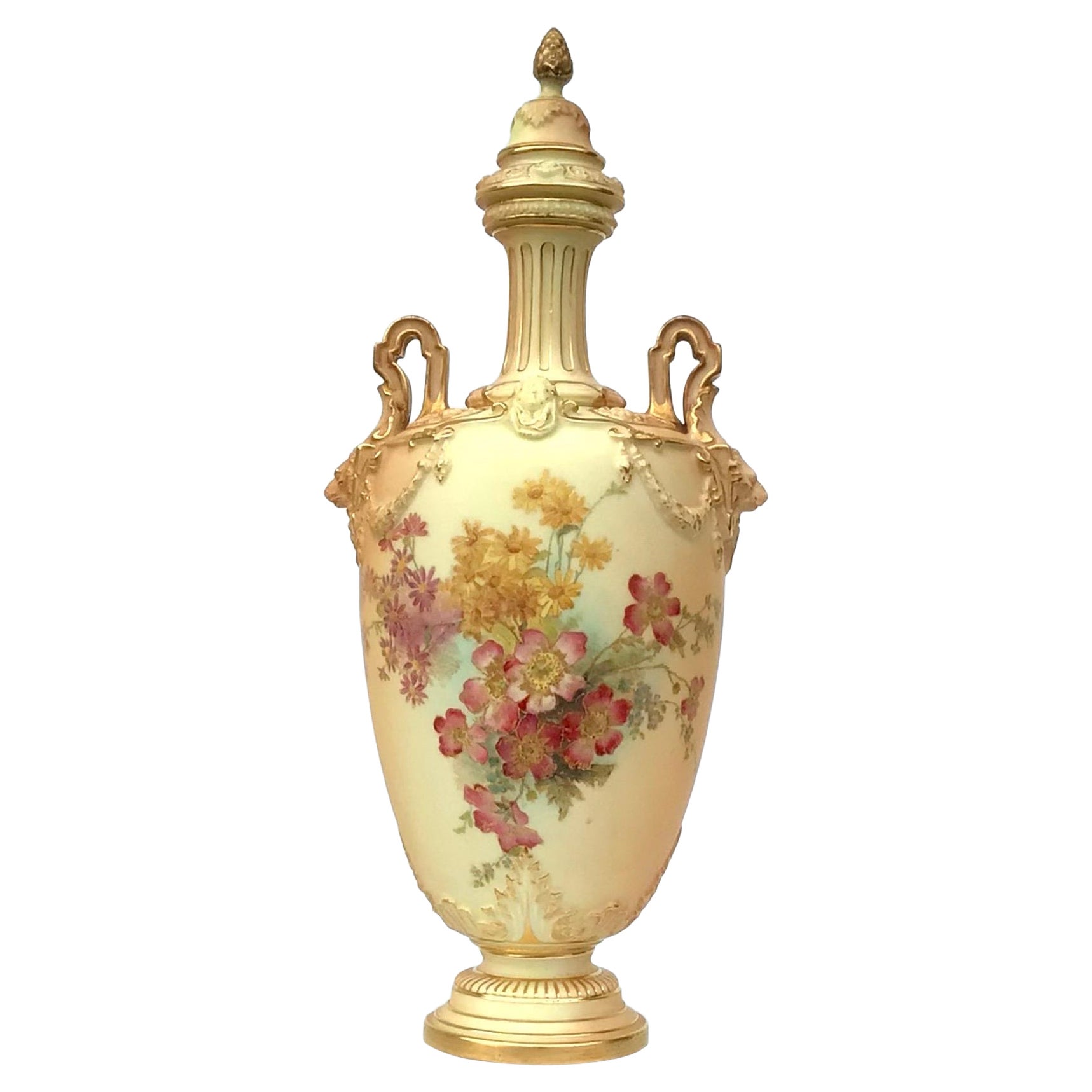 Royal Worcester Porcelain Nautilus Shell Vase For Sale at 1stDibs