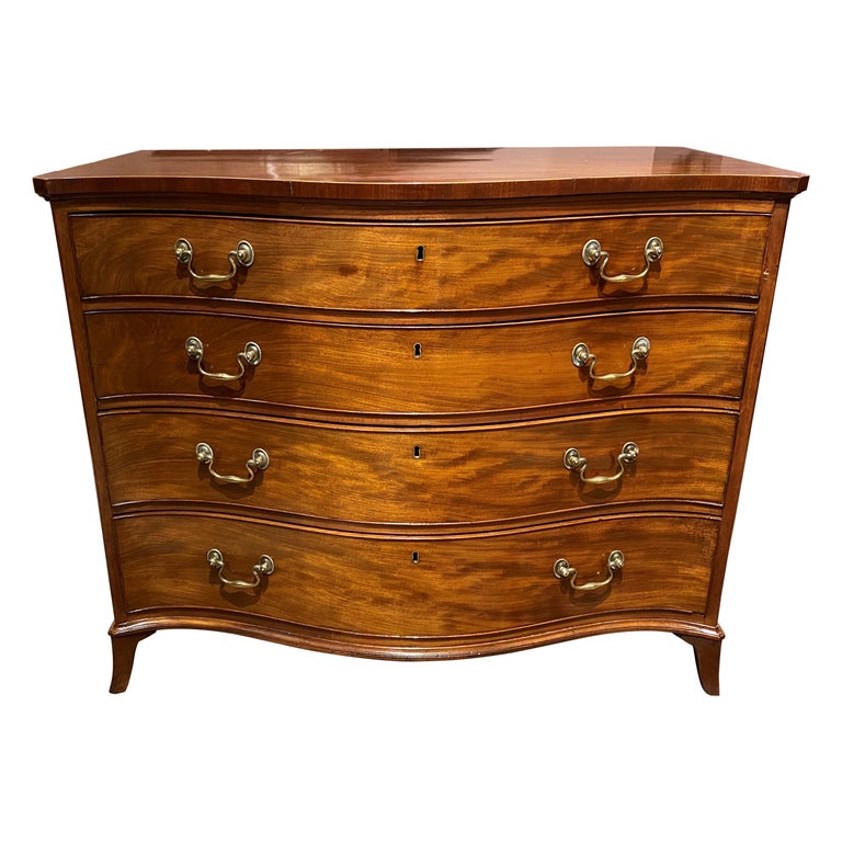 George III Mahogany Serpentine Dressing Commode w/ Fitted Leather ...