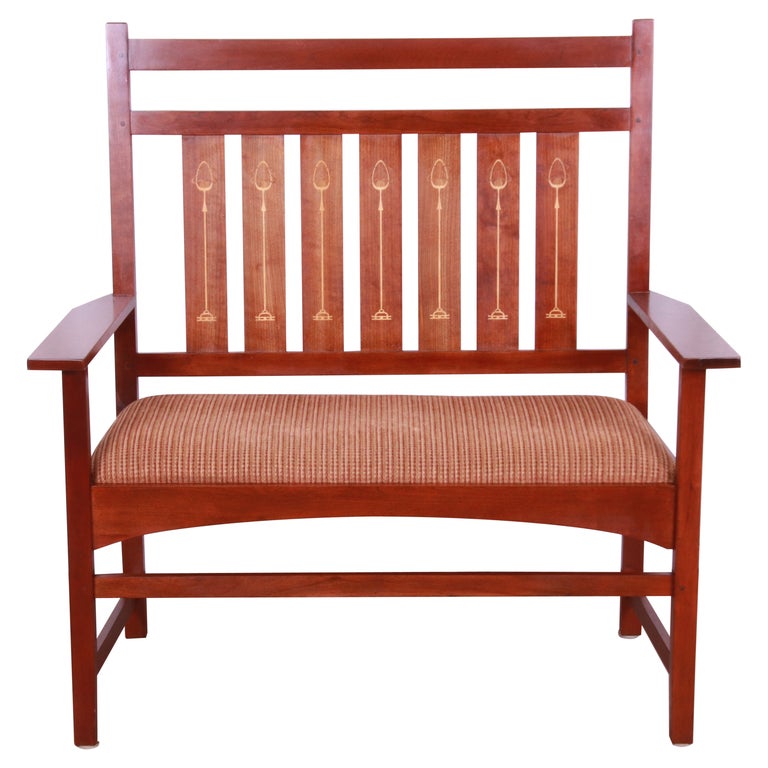 Stickley Harvey Ellis Collection Inlaid Cherry Wood Bench or Settee at ...