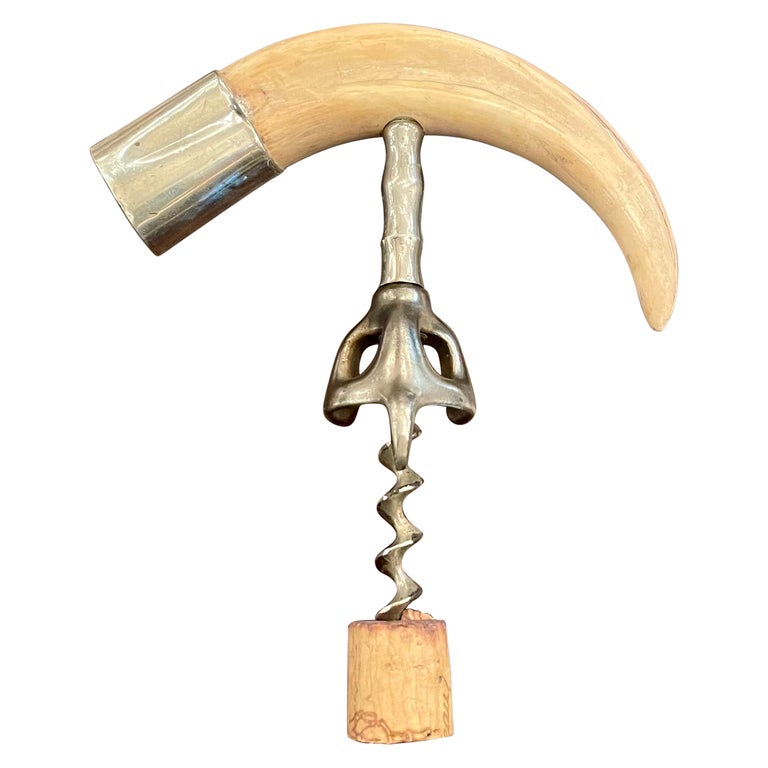 Antique American Sterling Silver Mounted Boar's Tusk Corkscrew, Circa ...