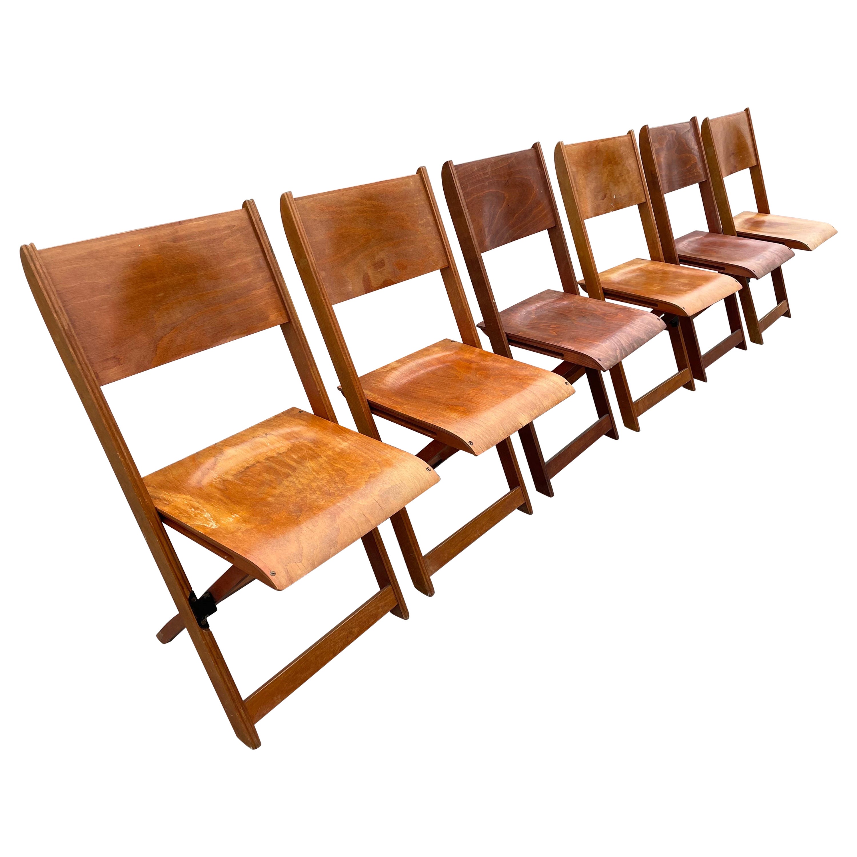 1905 Four Seat Folding Theater Chairs with Cast Iron Frame from ...