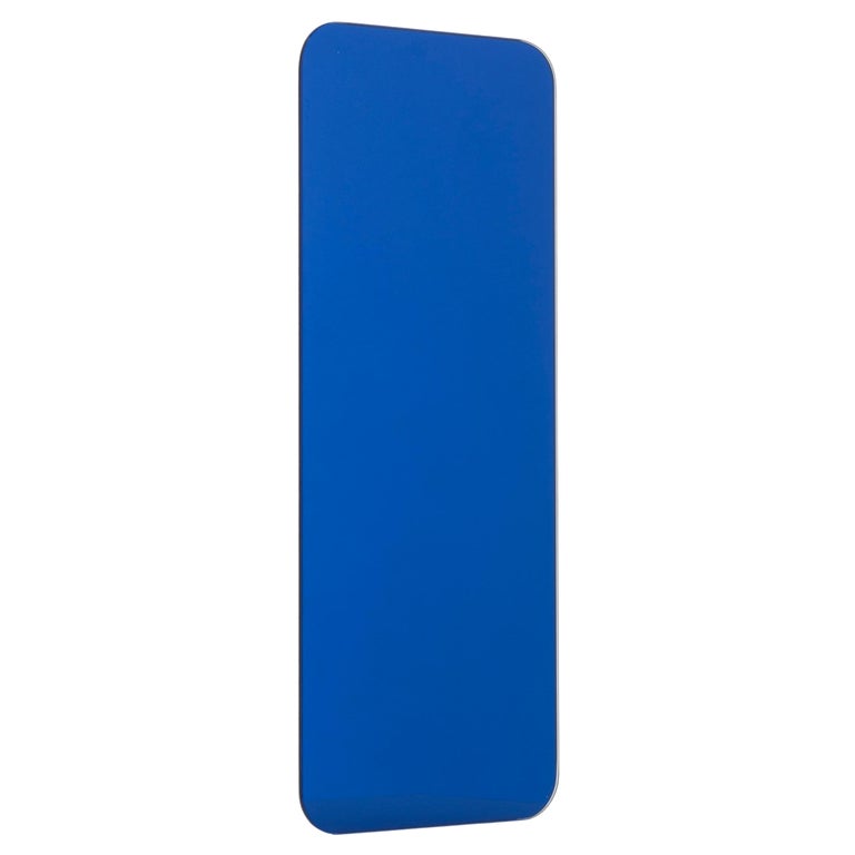 Quadris Blue Rectangular Frameless Minimalist Bespoke Mirror, Large For ...