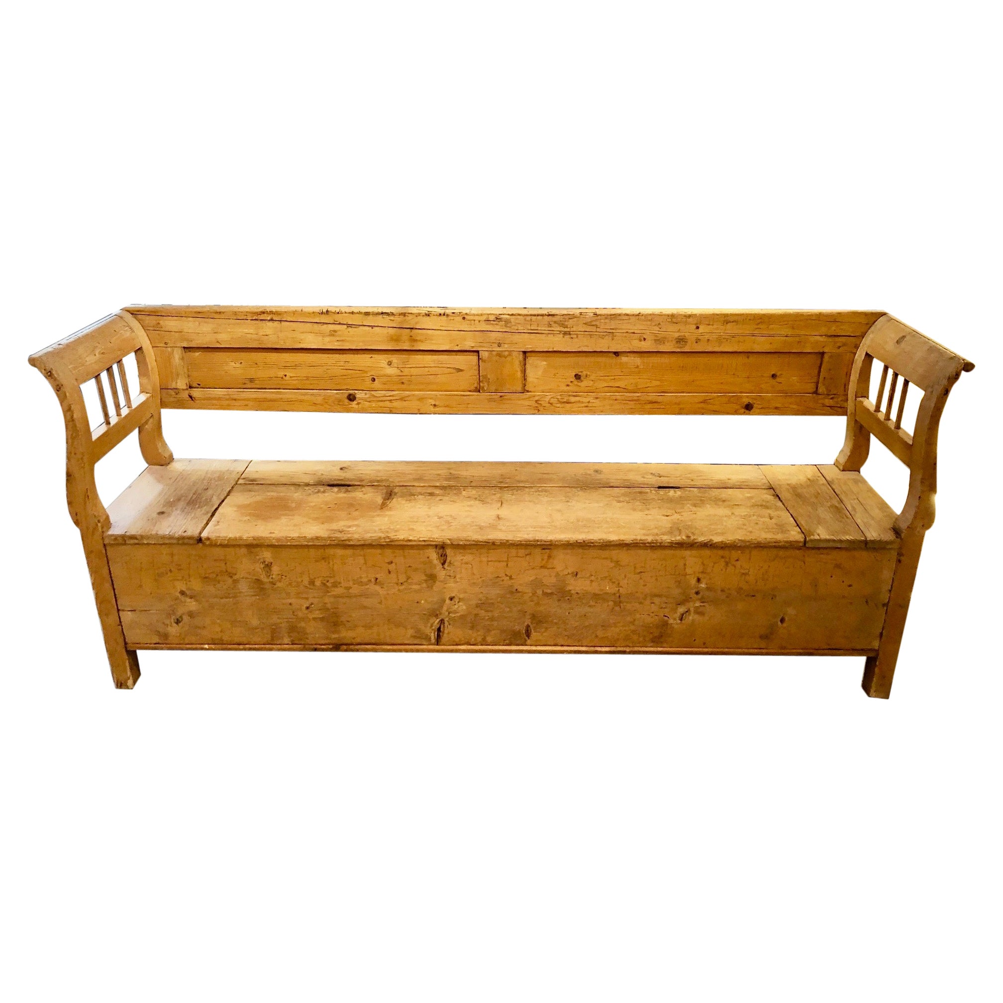 Antique Karl Johan Swedish Pine Bench with Storage, circa 1860-80 at ...