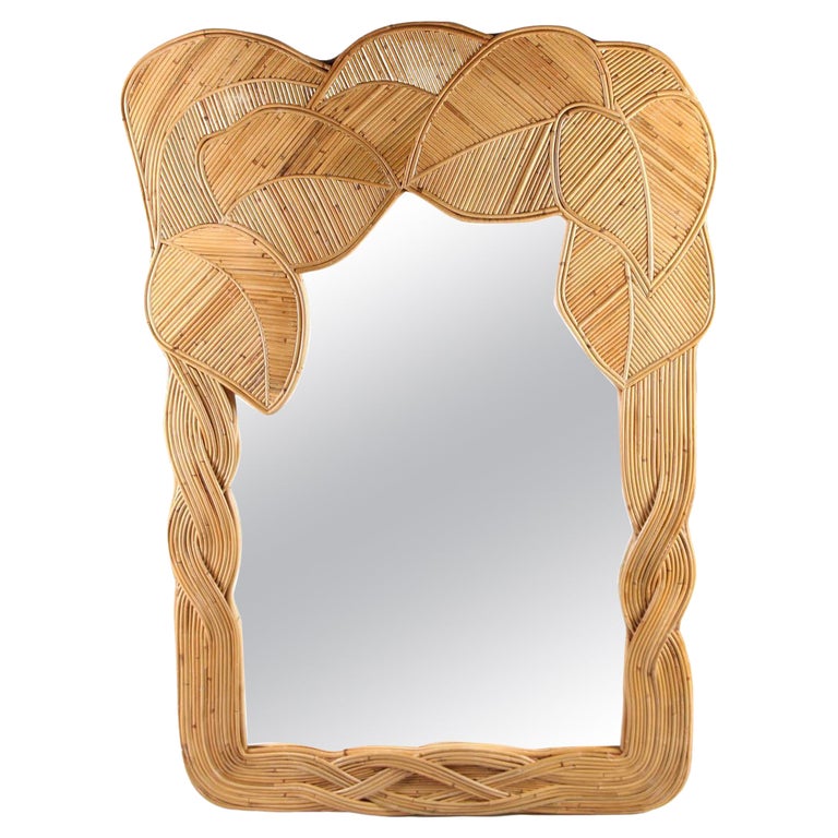Large Rattan Wall Mirror For Sale at 1stDibs