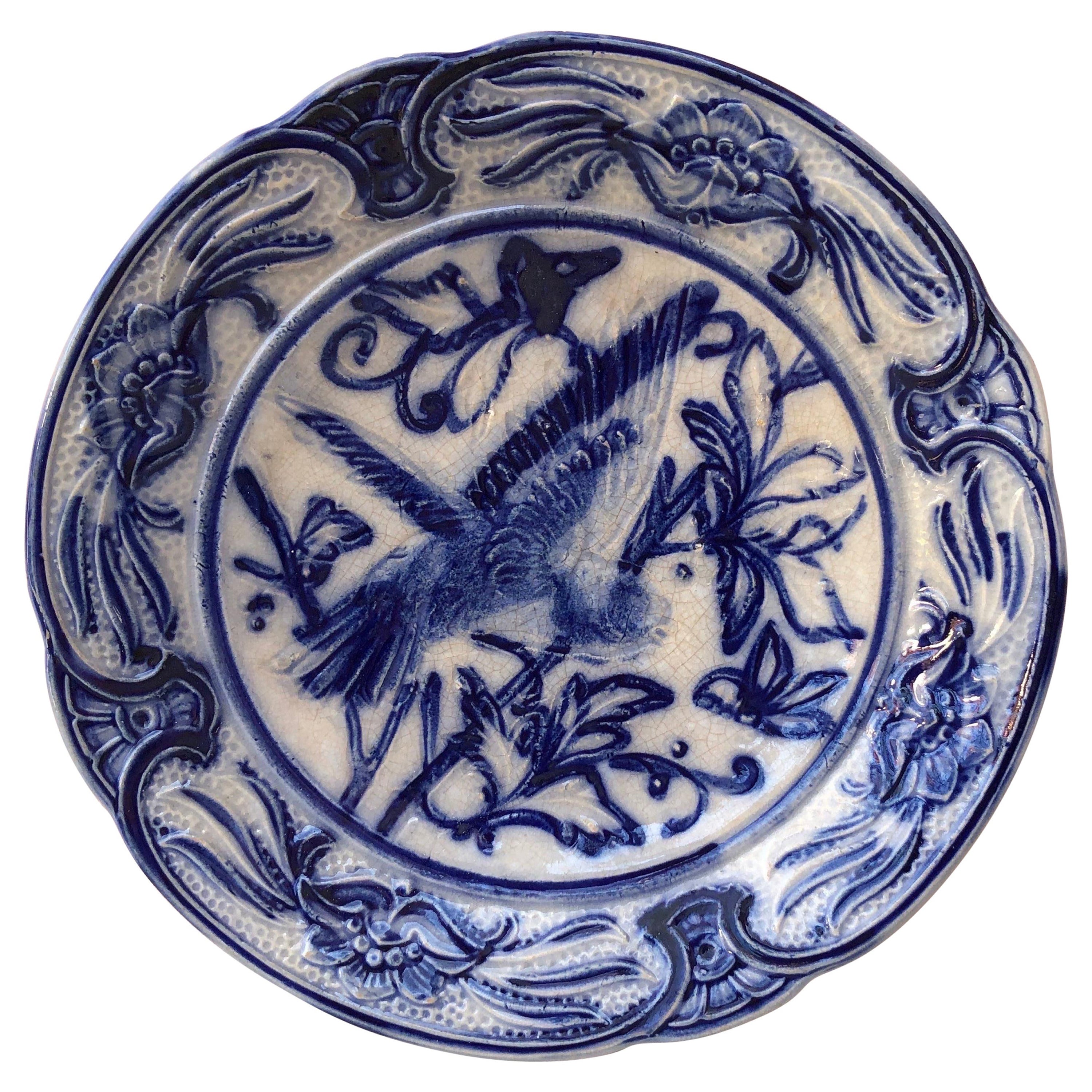 Set of Six Blue and White Bird Plates For Sale at 1stDibs
