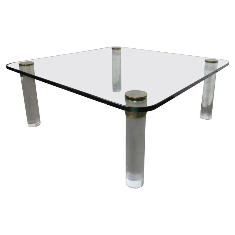 Glass and Lucite Coffee Table by Pace For Sale at 1stDibs