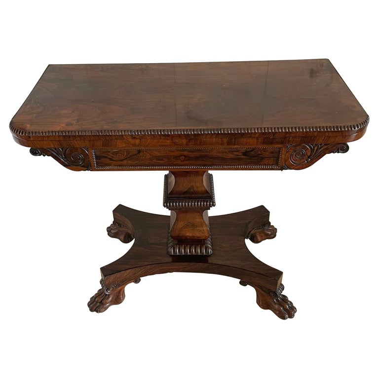 Fine Antique William IV Rosewood Card Table For Sale at 1stDibs