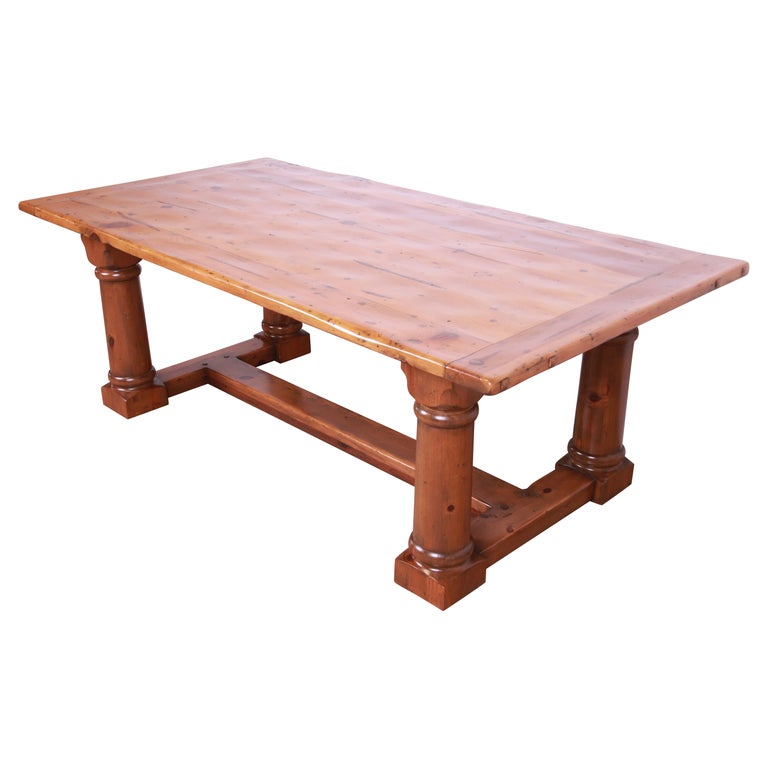 Ralph Lauren Rustic European Style Solid Pine Harvest Dining Table at ...