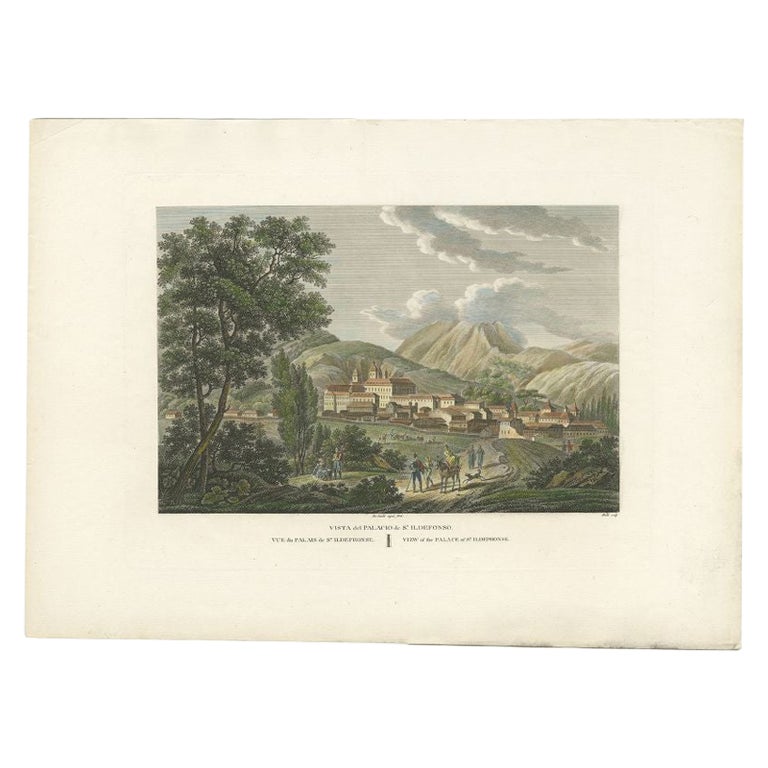 Antique Print of the Palace of St. Ildephonse in Spain, c.1820 For Sale ...
